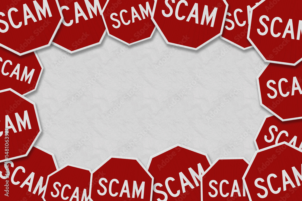 Scam stop sign border with white center Stock Illustration | Adobe Stock