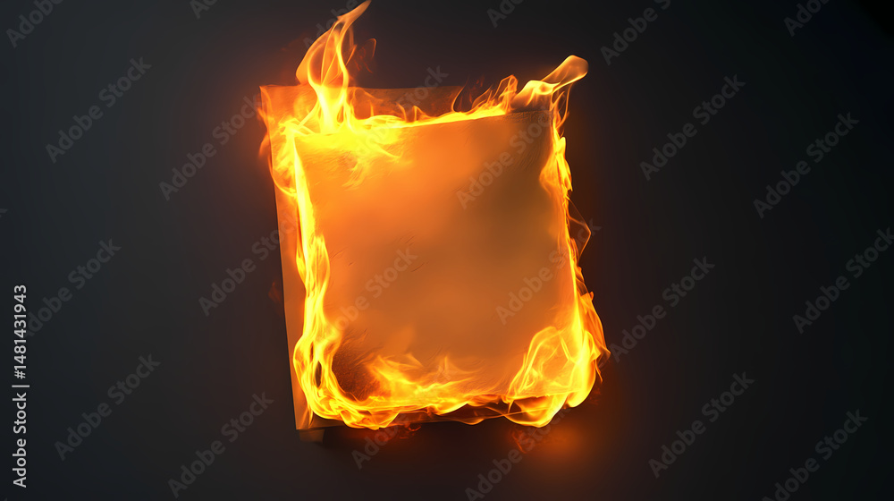 Burning icon sticky note on transparent background. looks like burnt ...