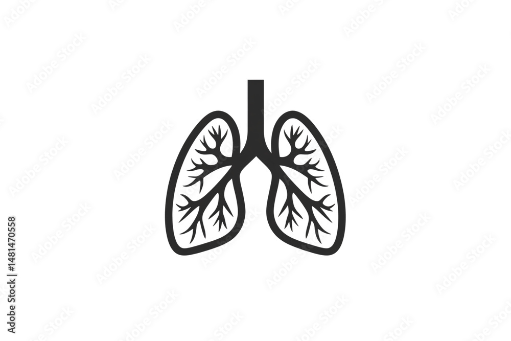 ภาพประกอบ Stock Minimalist lungs illustration with visible branching ...