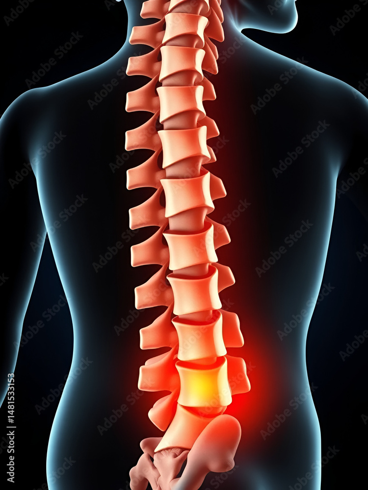 Spinal stenosis. Destruction of the vertebra and intervertebral disc ...