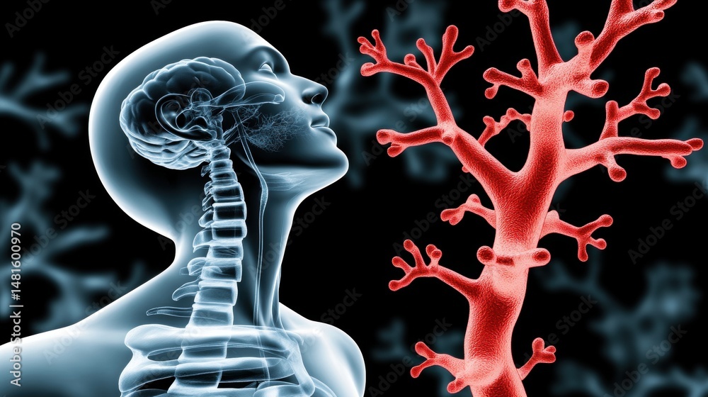 Stock-Illustration „Human Anatomy X-Ray View with Neuron Tree Structure ...
