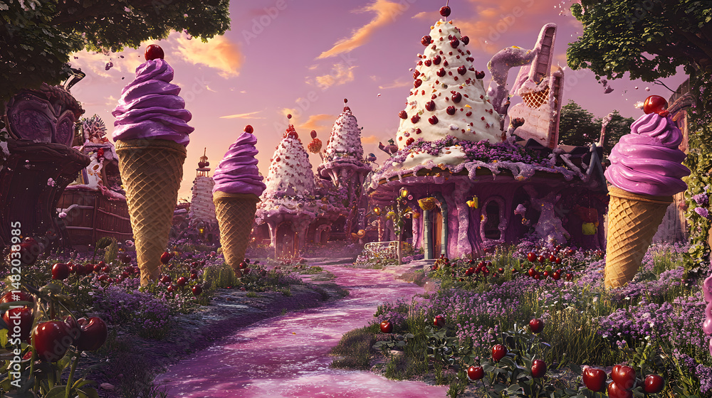 Zdjęcie bez tantiem: Enchanted sundae cottage: ice cream cone towers ...