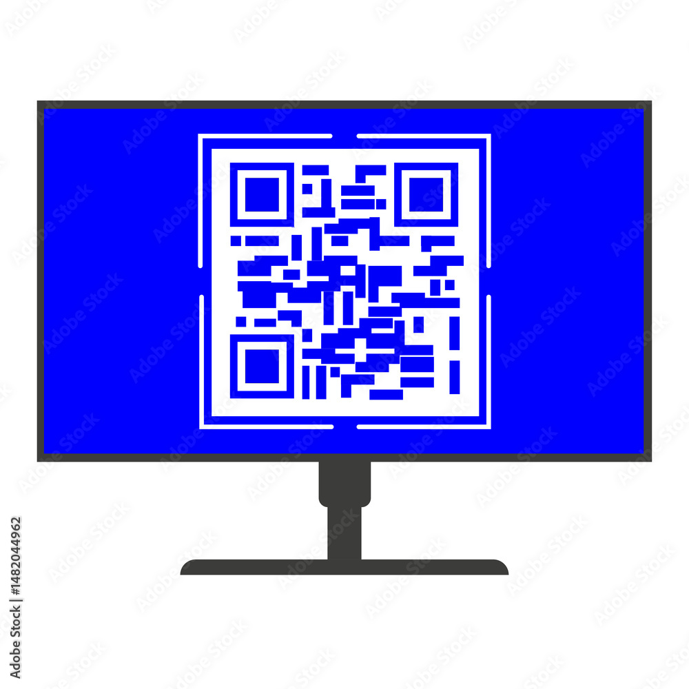 computer monitor with qr code PNG Stock Illustration | Adobe Stock