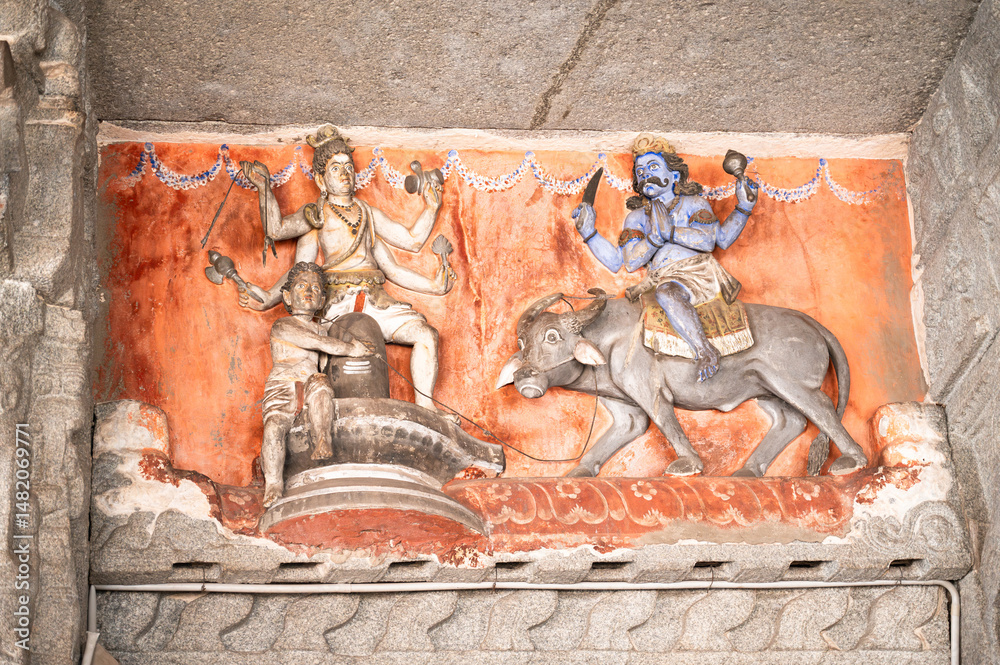 Story of Markandey, Lord Shiva and Yama, Virupaksha temple in Hampi ...