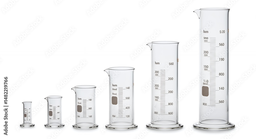 Set of Graduated Cylinders: Laboratory Glassware for Measurement Stock ...