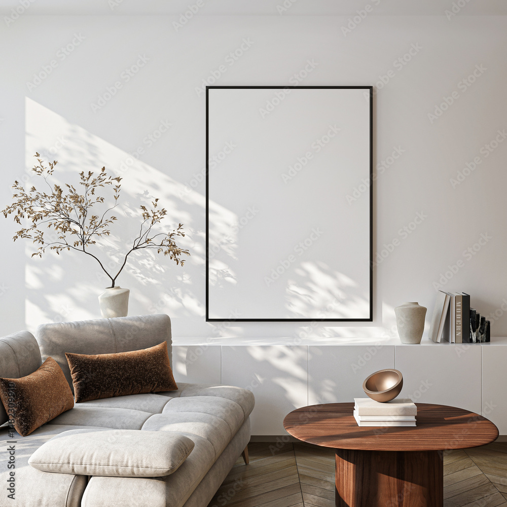 Frame mockup, ISO A paper size. Living room wall poster mockup ...