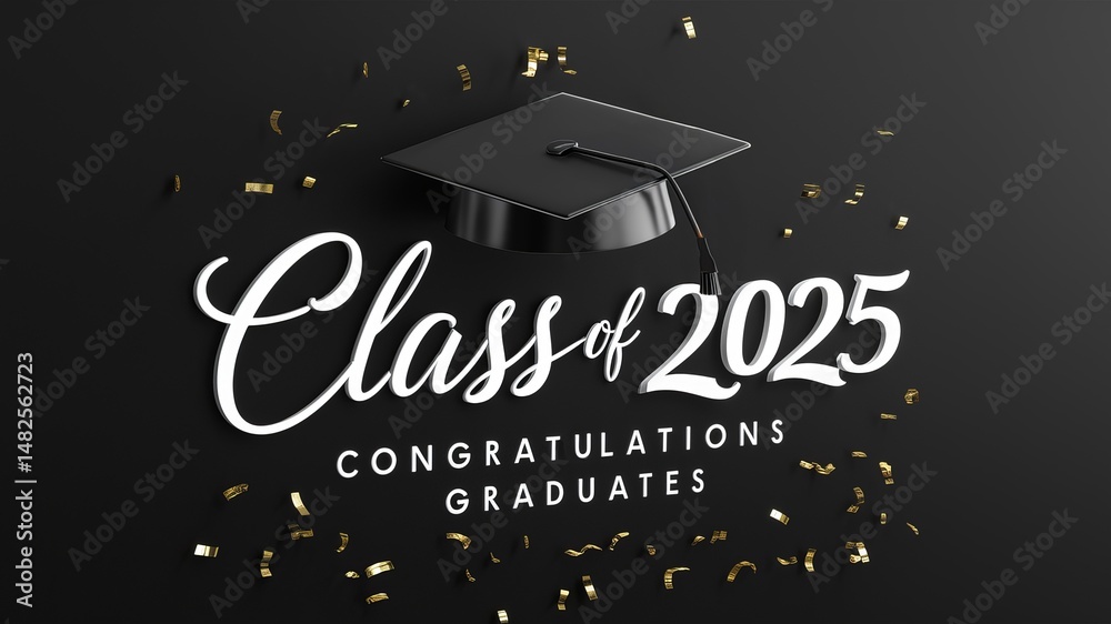 striking image celebrates the Class of 2025 with a stylish black ...