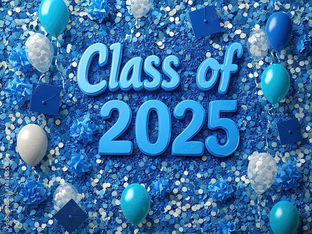 3D Graduation Render: Class of 2025 with Glitter Background and ...