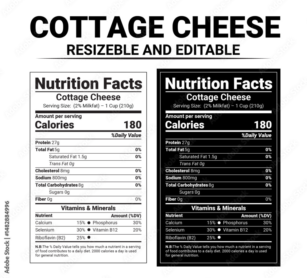 Cottage Cheese Nutrition Facts Cottage Cheese Label Nutrition Label