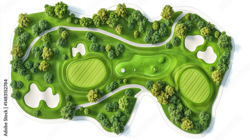 Foto de Stock simple golf course map, top view, green fairways, sand ...