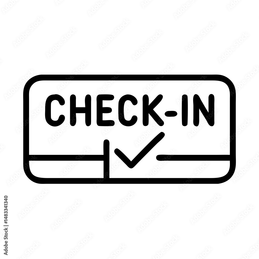 Check-in symbol with tick mark in minimalistic line design の Stock ベクター ...
