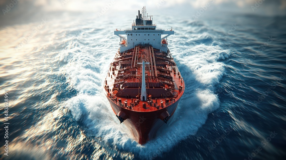 Powerful tanker ship navigating choppy seas Stock Photo | Adobe Stock