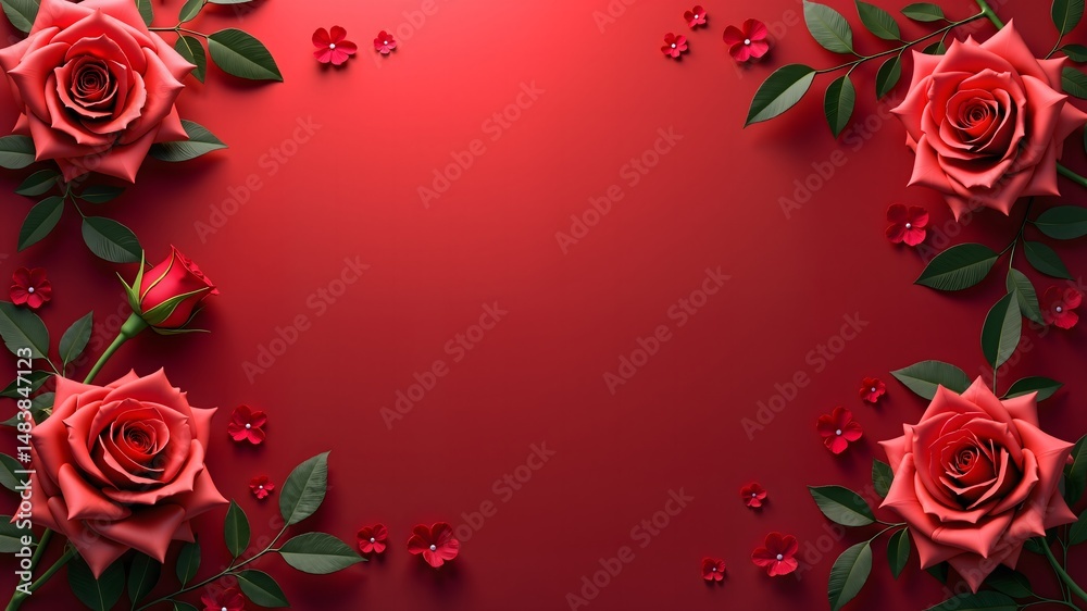 National Red Rose Day sale banner design free space in the center Stock ...