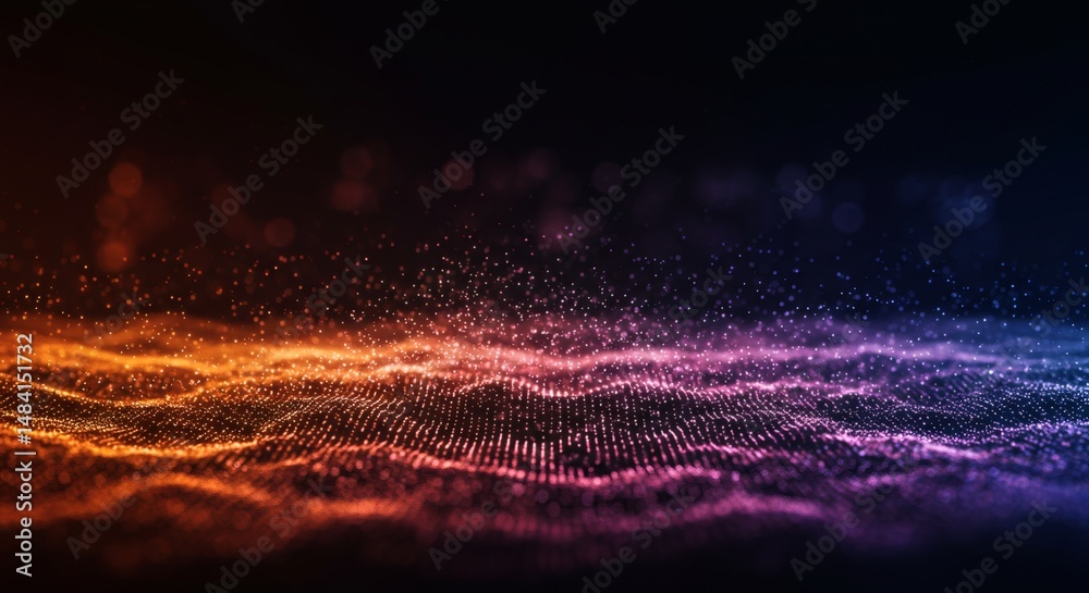 Abstract digital particle wave background design for technology and ...