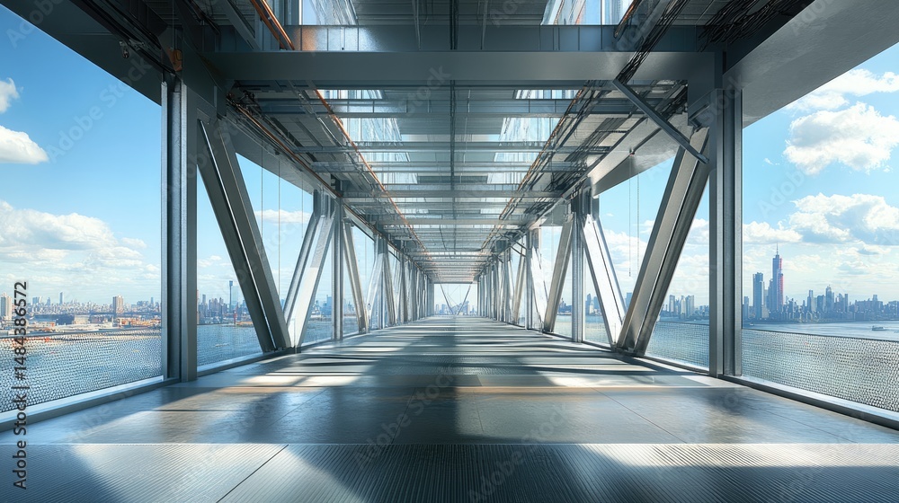 Structural framework of a commercial building rising with steel columns ...