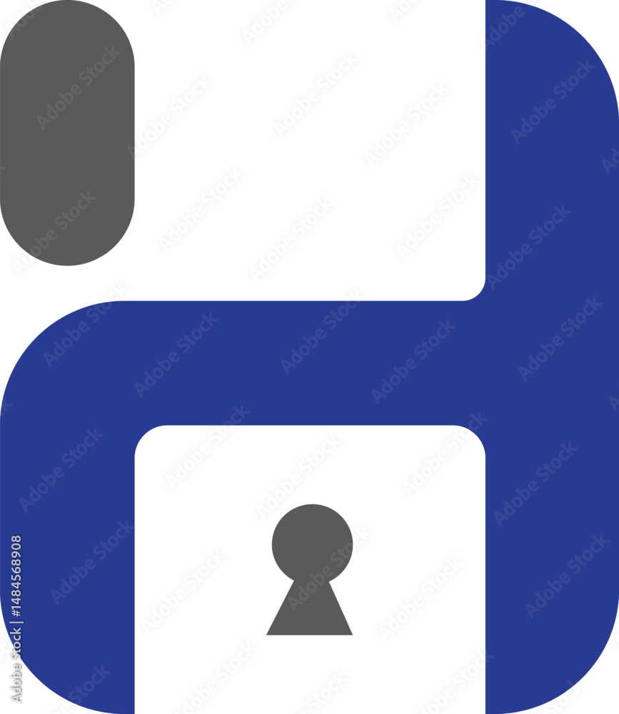 Praca wektorowa bez tantiem: H letter with a lock, a symbol for ...