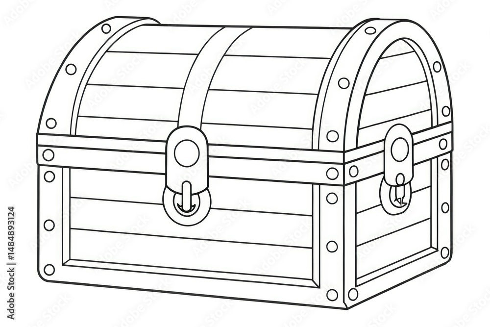 Coloring Page Treasure Chest Outline: Simple Printable Kids Activity ...