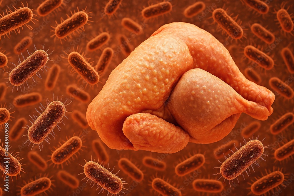 Microscopic View Of Salmonella Bacteria In Poultry Illustrating Food ...