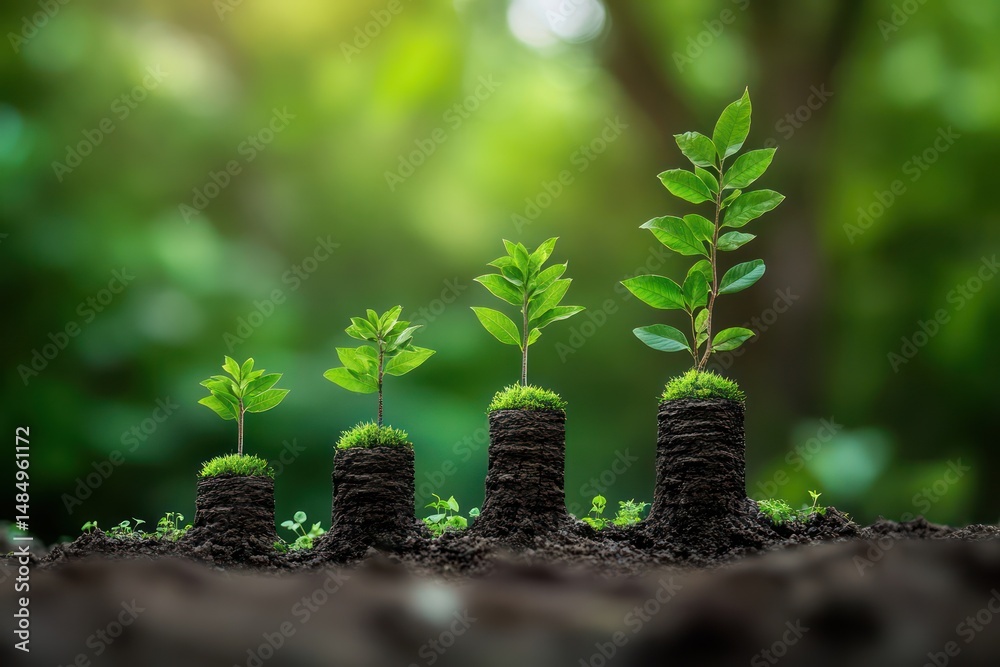 Vertical tree bar chart visualizing sustainability growth Stock Photo ...