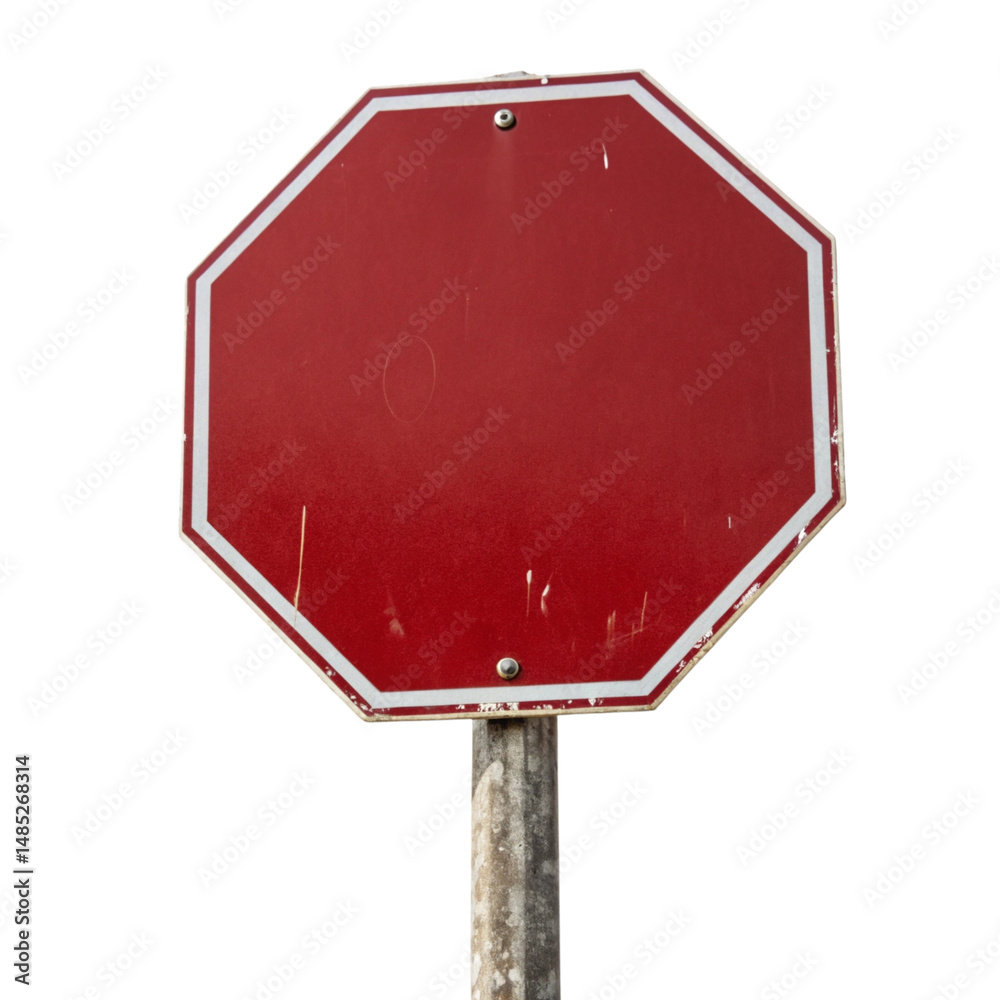 Red Octagonal Street Sign on Metal Pole isolated PNG or Transparency ...