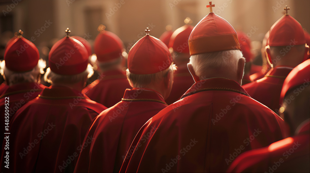 clergy cloaked person church gathering, biretta vestments red robes ...