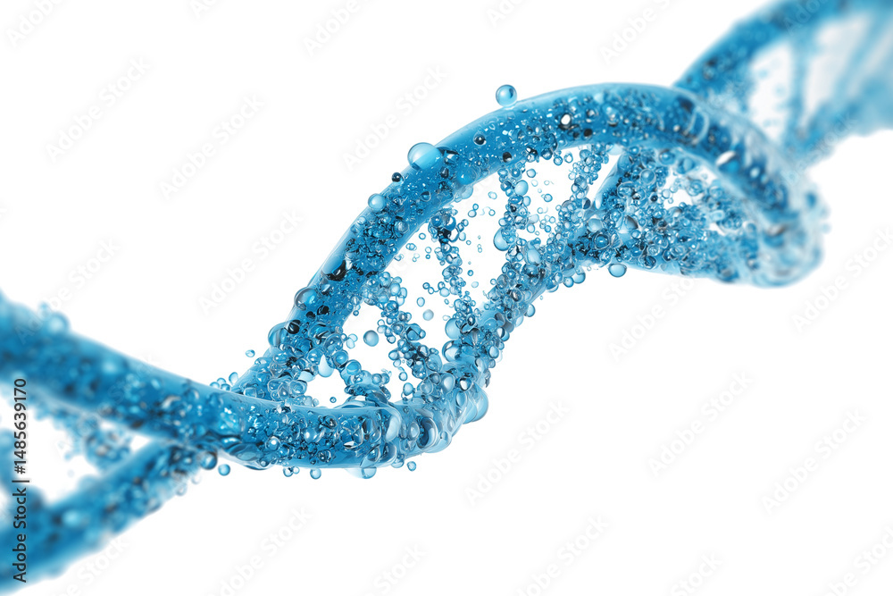 Luminous blue DNA strand spiraling in the air, symbolizing life%E2%80 ...
