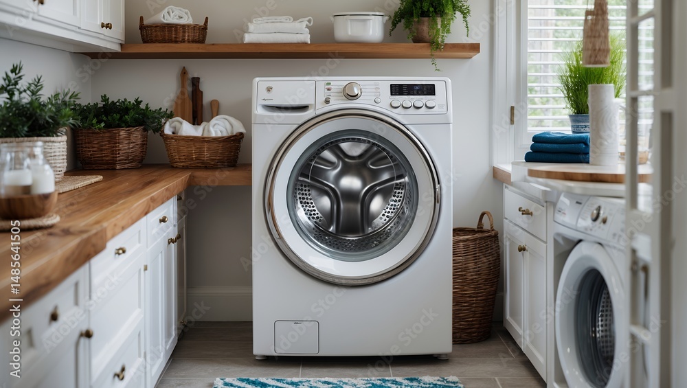 Explore the advantages of top load washing machines Stock Photo | Adobe ...