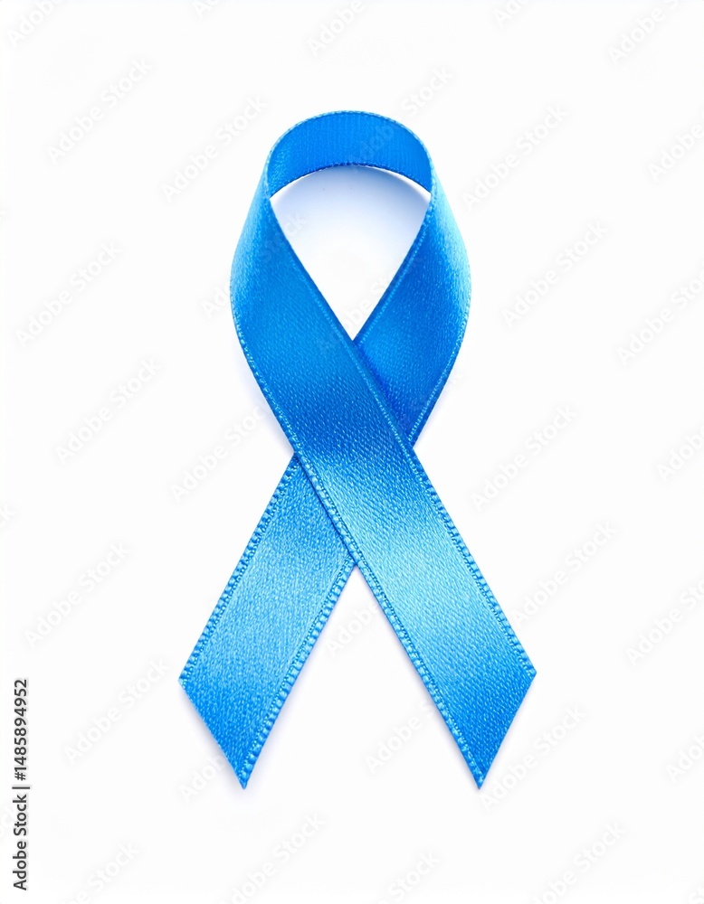 Photo of a soft blue awareness ribbon for Fibroid Awareness on a plain ...