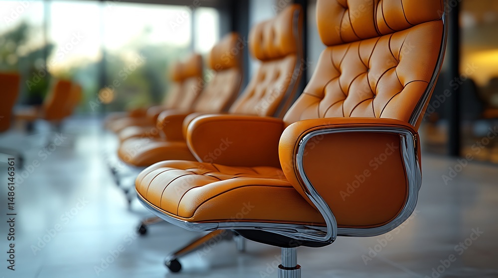 High-tech ergonomic office chairs arranged in innovative workspace ...