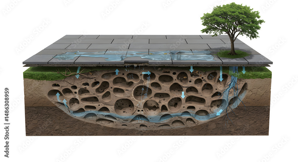 Illustrative Cross-Section of Urban Pavement with Water Infiltration ...