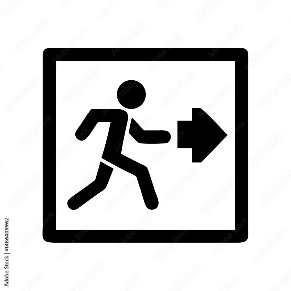 Emergency exit sign evacuation route safety direction escape wayfinding ...
