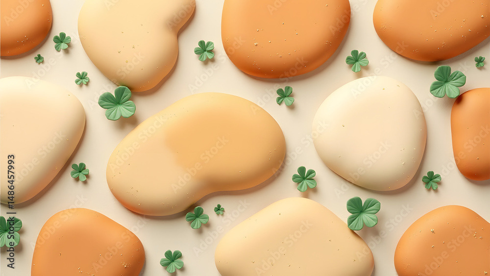 Gentle stone pathway texture in warm colors, child-safe rounded shapes ...