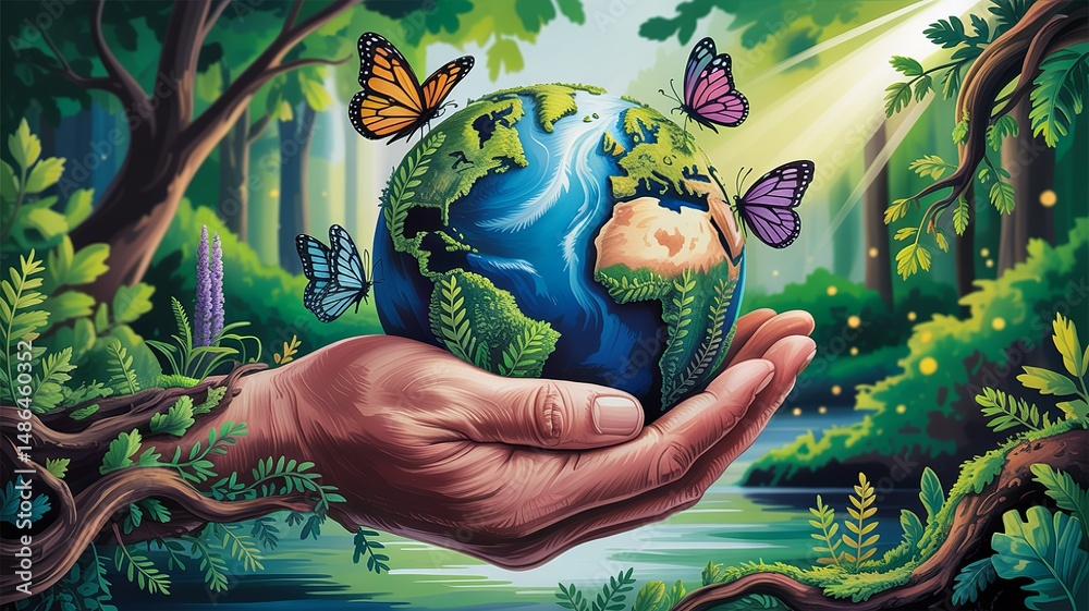 International Day for Biological Diversity, Planet wrapped in leaves ...