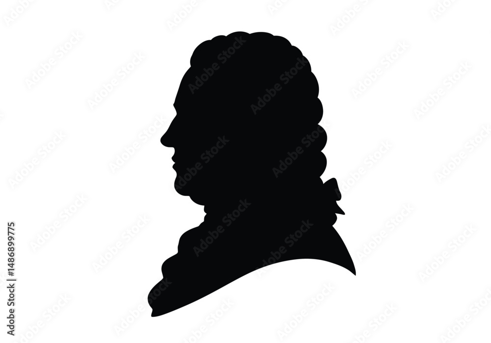 Bach silhouette. This image shows a silhouette profile of Johann ...