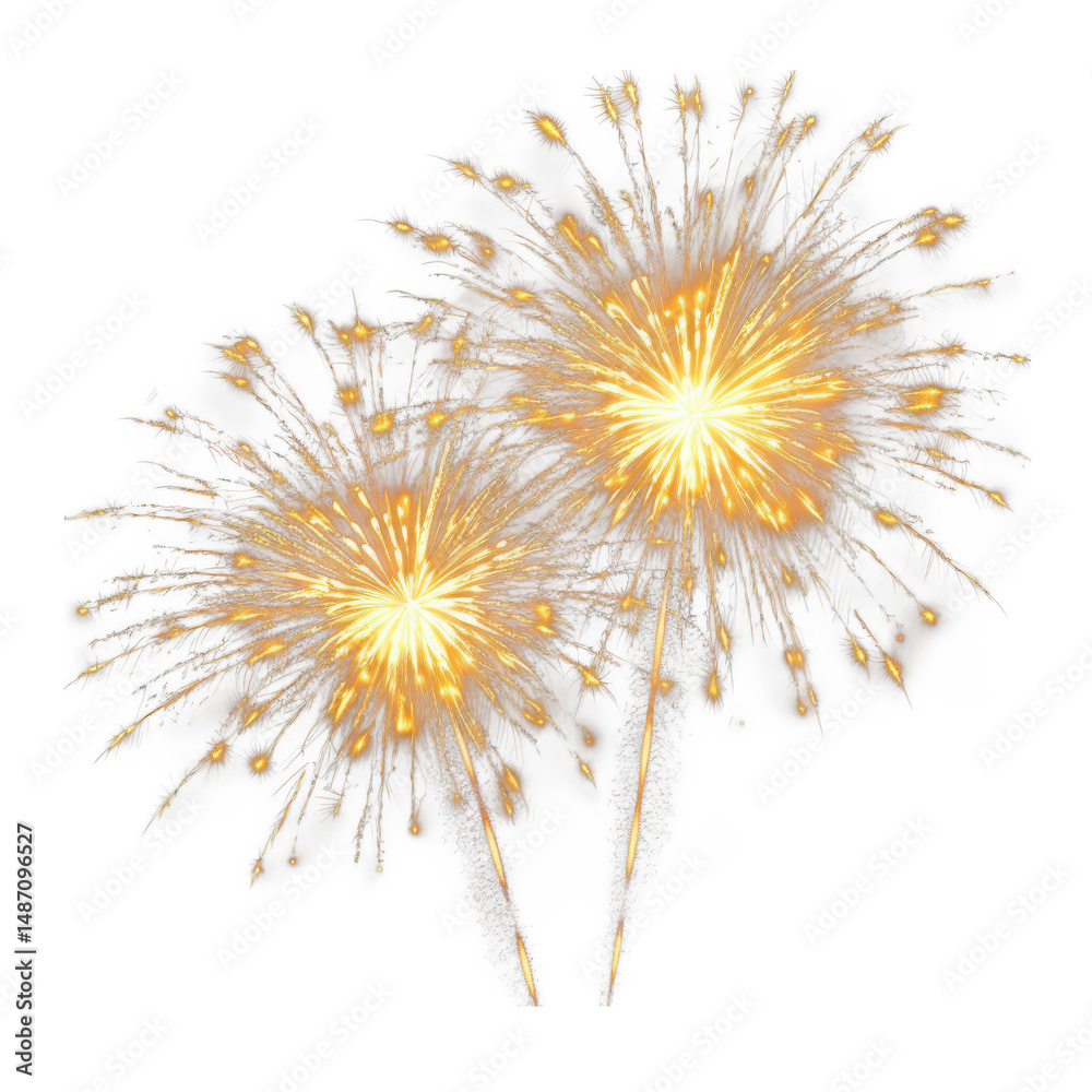 Golden fireworks celebration design on transparent background on png ...