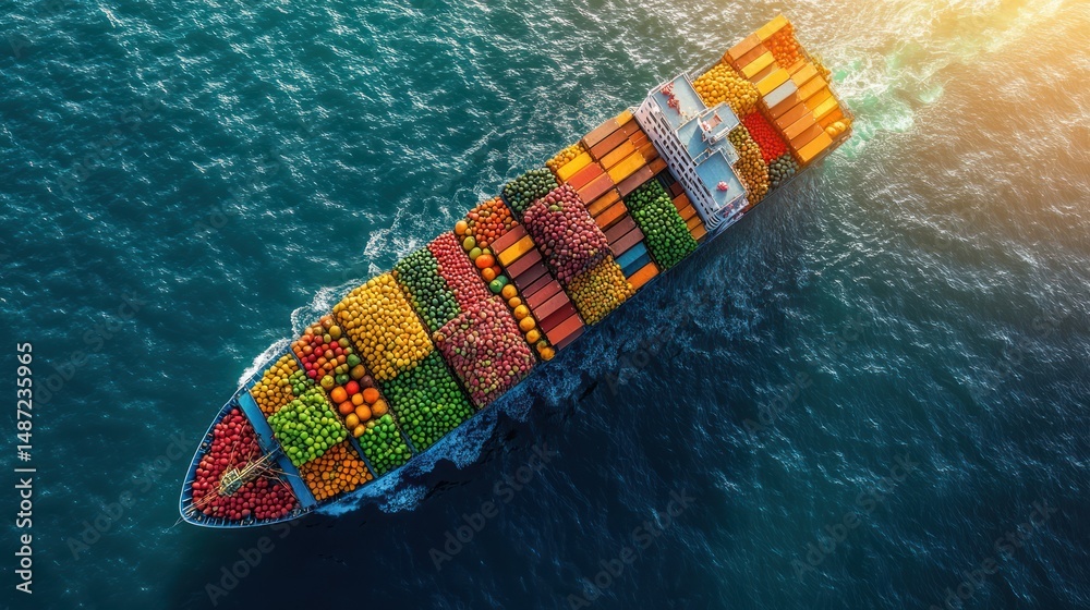 Global Food Trade: Cargo Ship Transporting Fresh Produce Across the ...