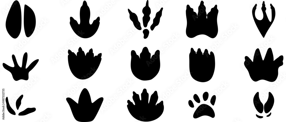 Wildlife beasts footprints trails. Vector lines of animals foot marks ...