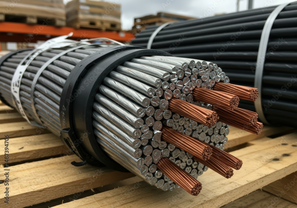 Close-up of a Concentric Neutral Underground Cable featuring Aluminum ...