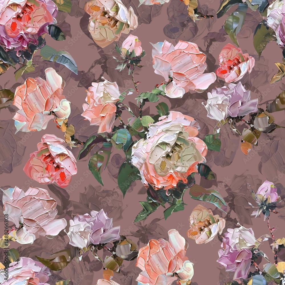 Abstract watercolor Rose flower allower seamless floral pattern ...