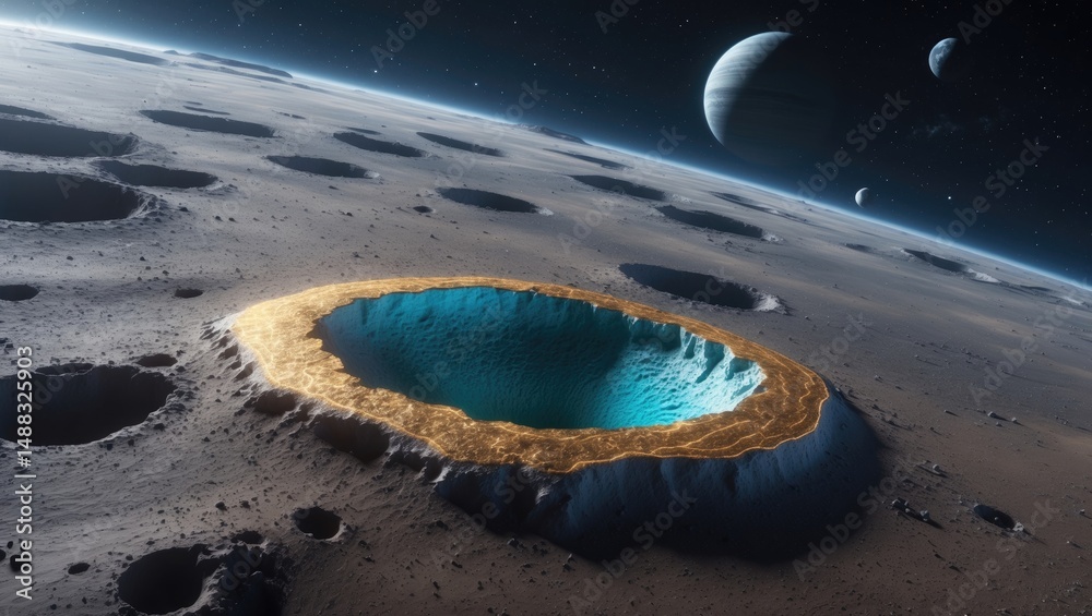 Photo Stock Surface of an Asteroid in Outer Space. Cartoon illustration ...