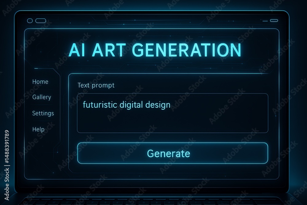 Computer screen interface showing an AI art generation website with ...