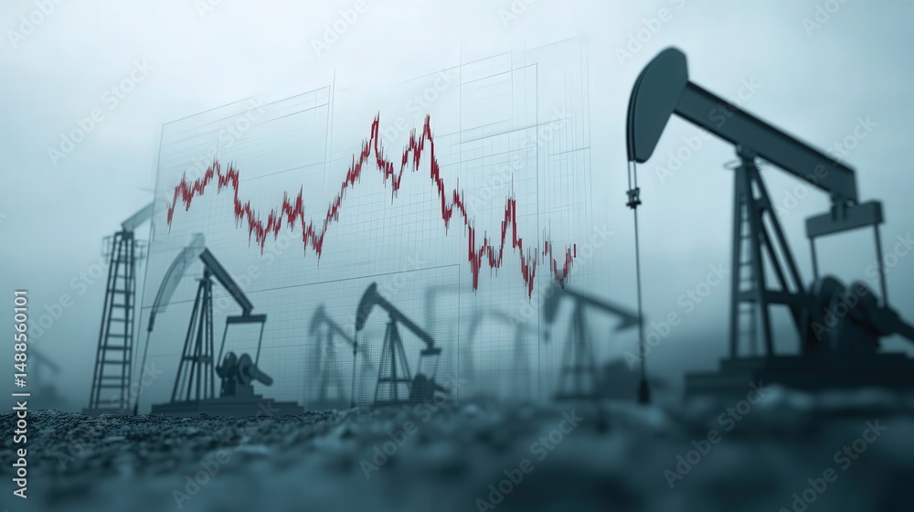 chart with a downward arrow illustrates the ongoing decline in oil ...