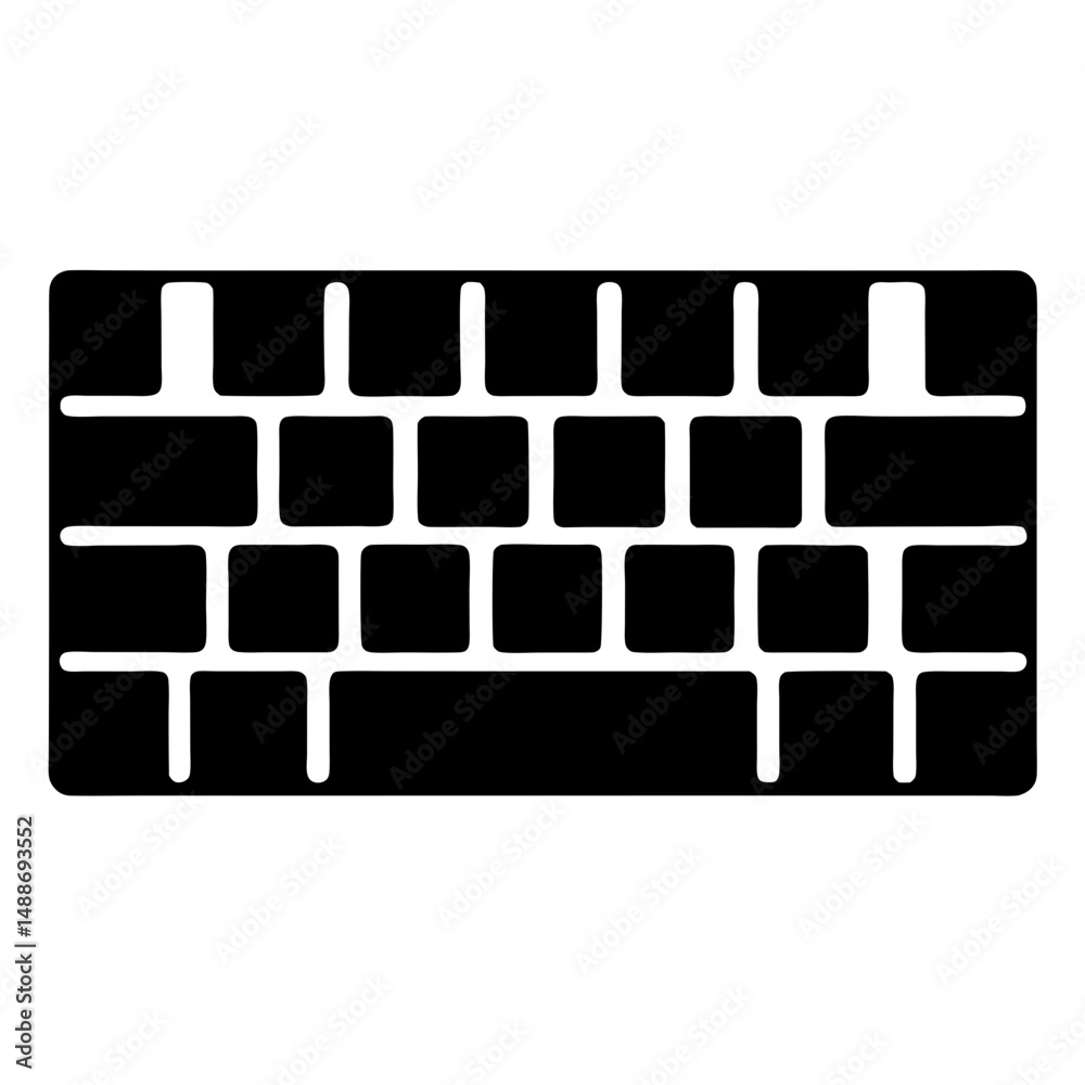 Simplified black and white keyboard layout with rectangular keys for ...