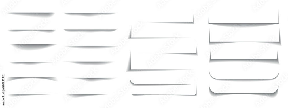 Set of transparent shadows. Realistic black shadow effect from paper or ...