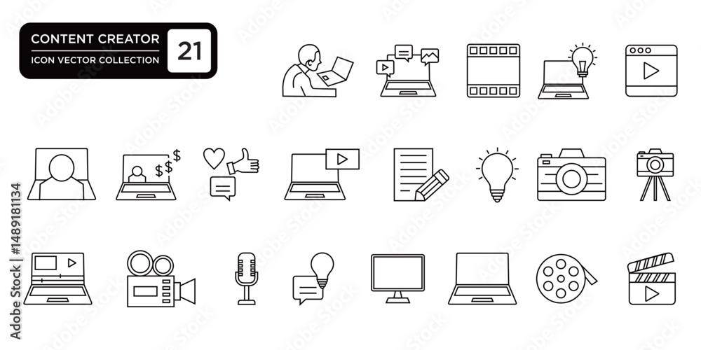 Content creator icon collection, editable and resizable vector icon ...