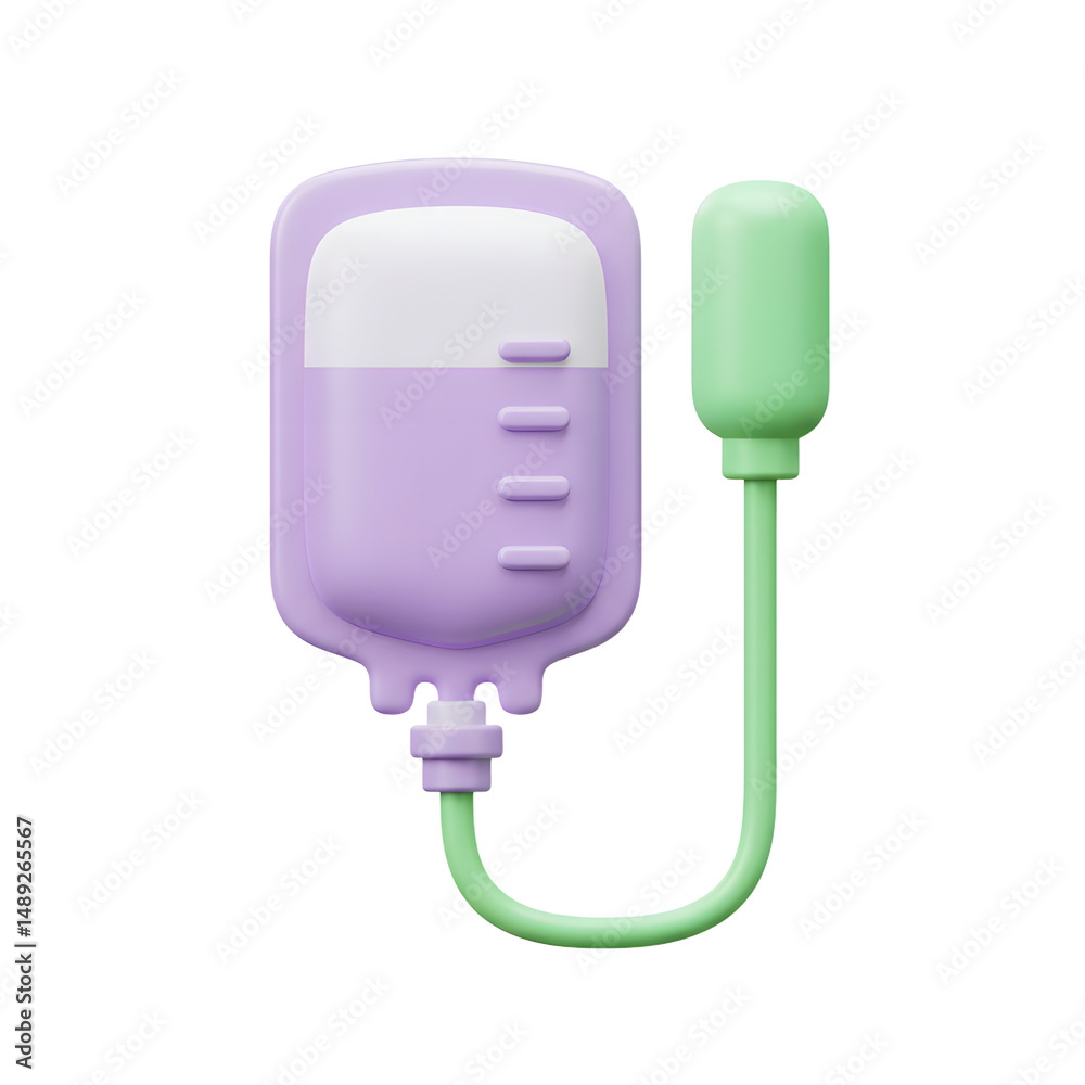 Modern medical IV fluid bag with pastel color palette and minimalist ...