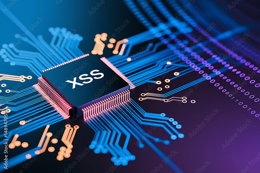 Ilustración de Stock Cross-Site Scripting (XSS) Chip on Circuit Board ...