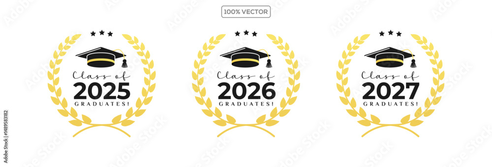 Стоковое векторное изображение «Set of class of 2025 2026 2027 ...