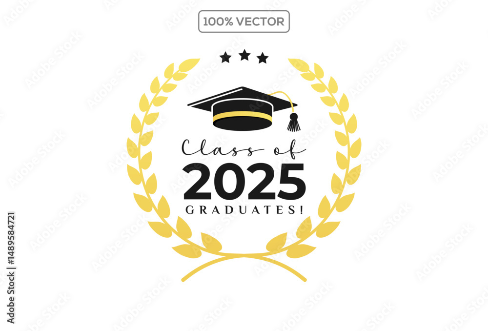 Стоковое векторное изображение «Set of class of 2025 graduation award ...