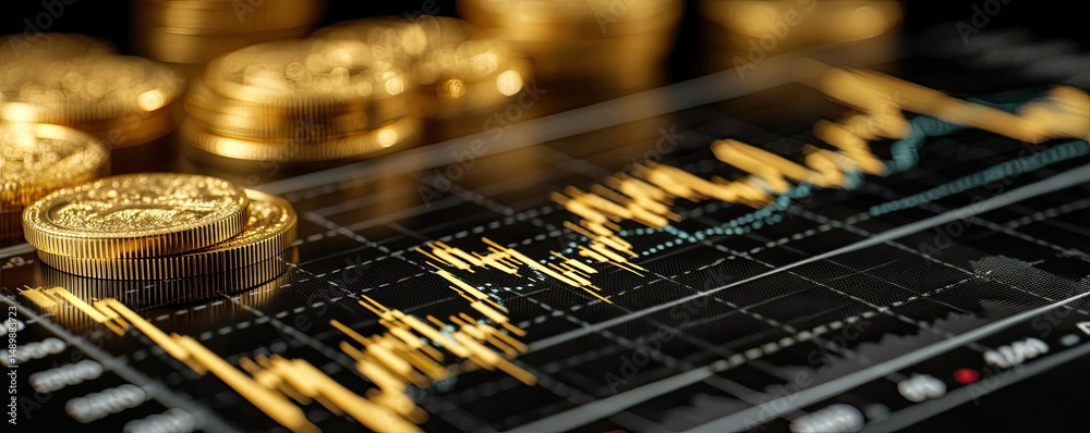 Gold bullish chart wealth from investment and trading concept. Golden ...